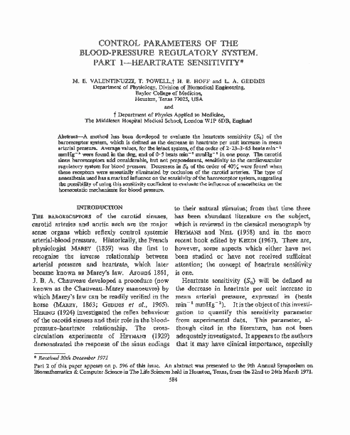 (PDF) Control parameters of the blood-pressure regulatory system part 1 ...