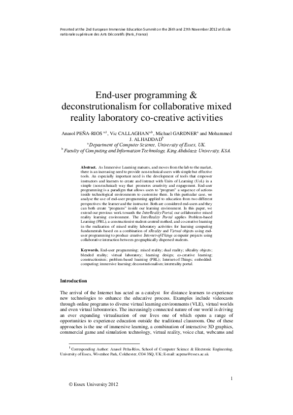 (PDF) End-user programming & deconstrutionalism for collaborative mixed ...
