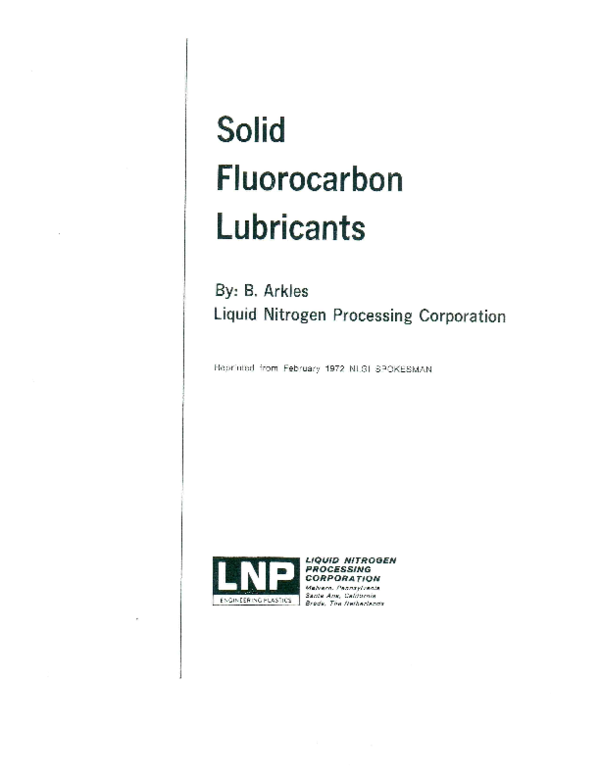 (PDF) Solid Fluorocarbon Lubricants