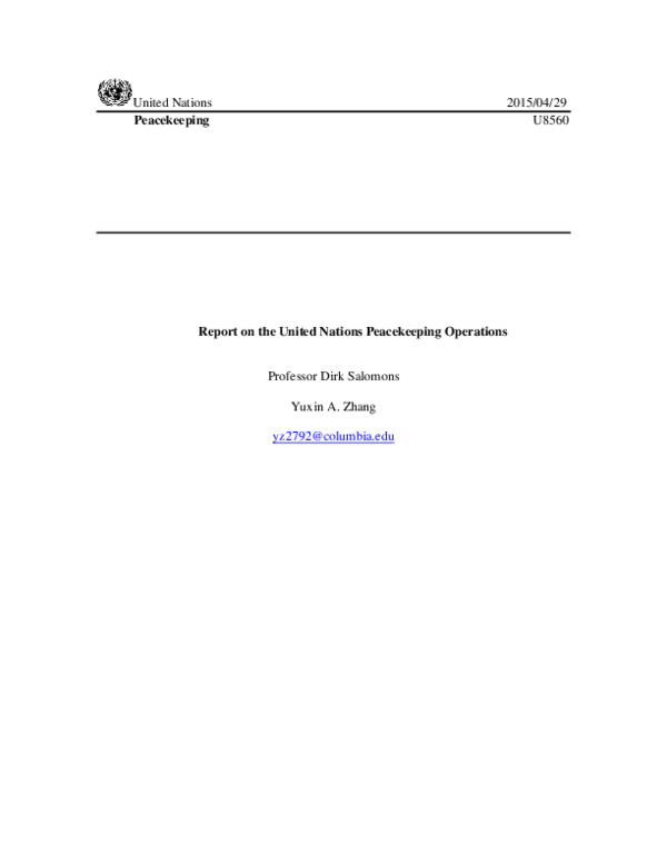 (PDF) Report on UN Peacekeeping operations