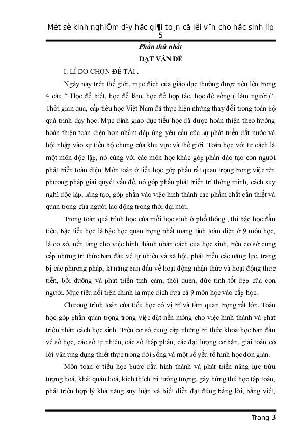 (DOC) Ph n th nh t ĐẶT VẤN ĐỀ