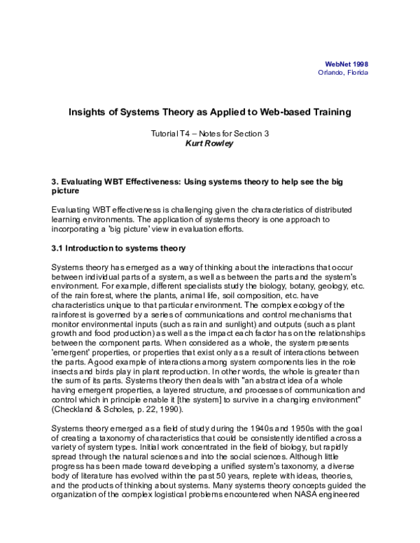 (PDF) Insights of Systems Theory as Applied to Web-based Training