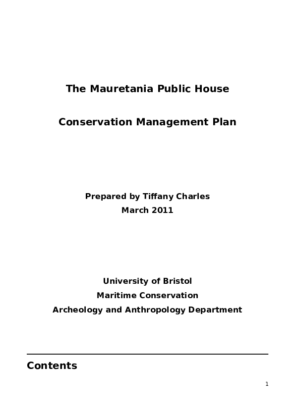 (DOC) The Mauretania Public House Conservation Management Plan