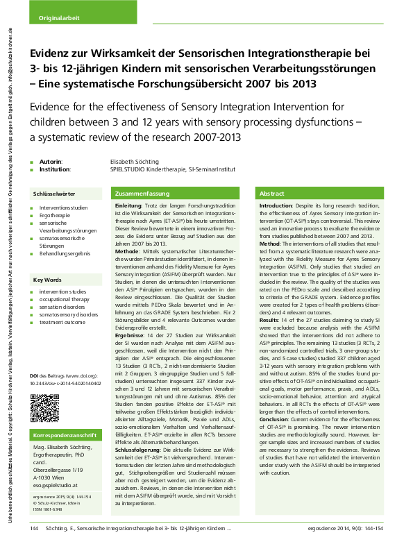 (PDF) Evidence for the Effectiveness of Sensory Integration Intervention for Children Between 3 ...