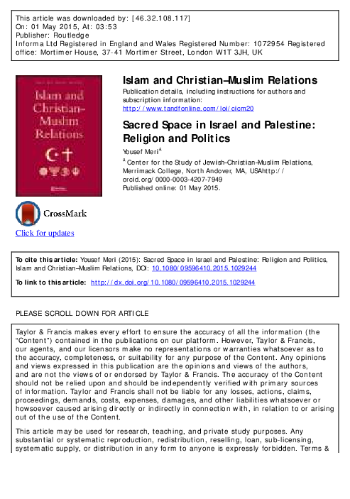 (PDF) Marshall Breger, Yitzhak Reiter and Leonard Hammer, eds., “Sacred ...