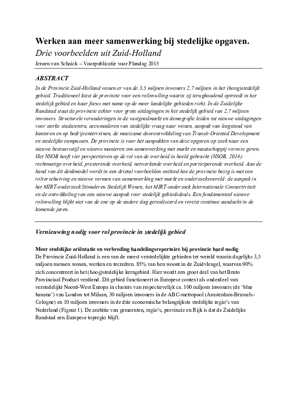 (PDF) Werken aan meer samenwerking bij stedelijke opgaven - Drie ...