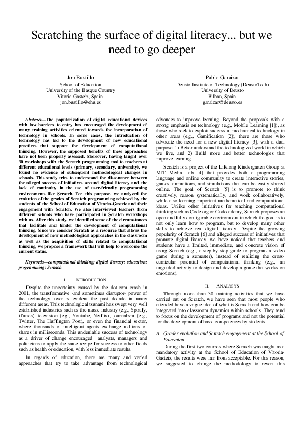 (PDF) Scratching the surface of digital literacy... but we need to go deeper