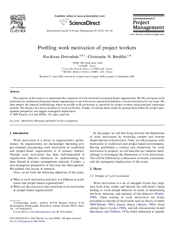 (PDF) Profiling work motivation of project workers