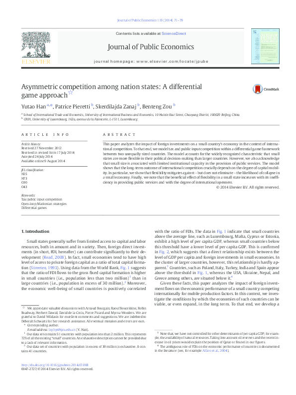 (PDF) Asymmetric competition among nation states: A differential game ...