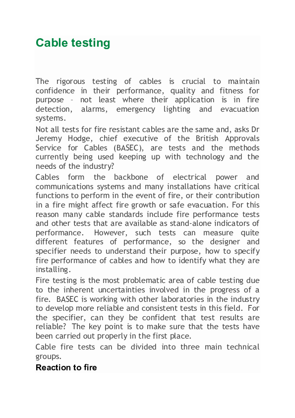 (PDF) cable testing