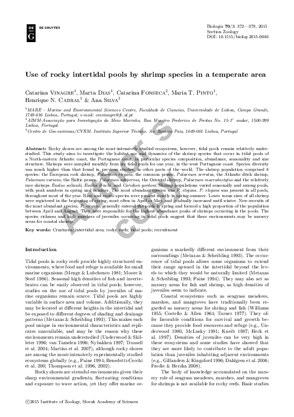 (PDF) Use of rocky intertidal pools by shrimp species in a temperate area
