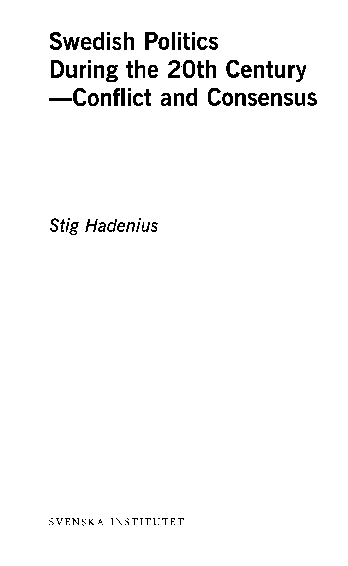 (PDF) Swedish Politics During the 20th Century —Conflict and Consensus
