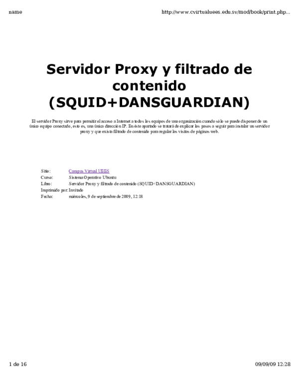 Servidor Proxy y filtrado de contenido (SQUID+DANSGUARDIAN