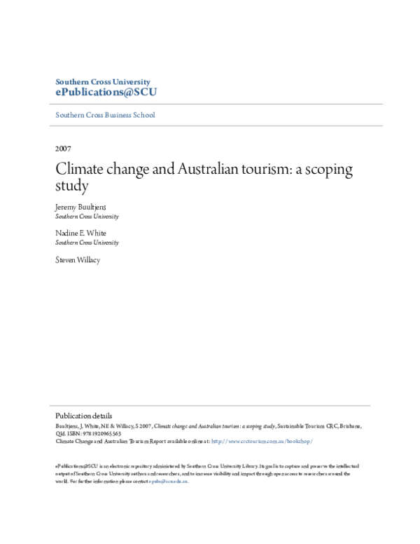 (PDF) Climate change policies and Australian tourism: scoping study of ...
