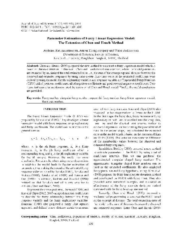 (PDF) Parameter Estimation of Fuzzy Linear Regression Model: The Extension of Chen and Hsueh Method