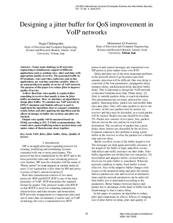 Pdf Designing A Jitter Buffer For Qos Improvement In Voip Networks
