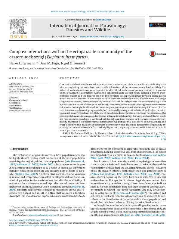 (PDF) Complex interactions within the ectoparasite community of the ...