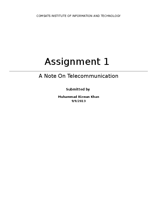 (DOC) A Note On Telecommunication