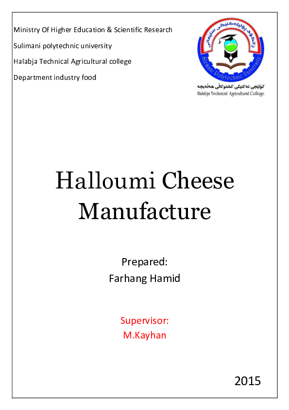 (PDF) Halloumi Cheese Manufacture