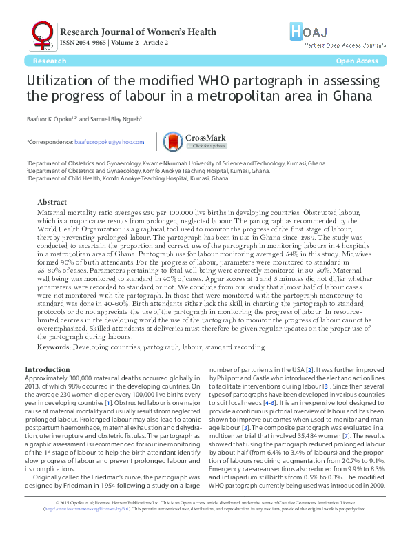 (PDF) Utilization of the modified WHO partograph in assessing the ...