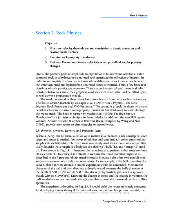 (PDF) Section 2. Rock Physics