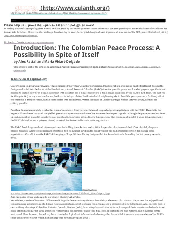 (PDF) INTRODUCTION: The Colombian Peace Process: A Possibility in Spite ...