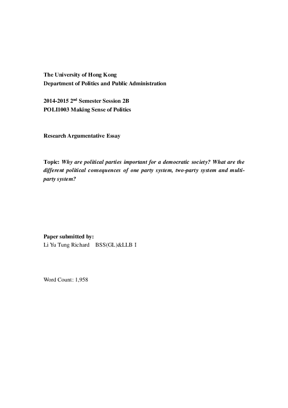(PDF) Political Parties and Party Systems