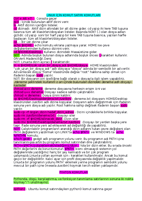 (DOC) Python Komutları ve Kullanımı