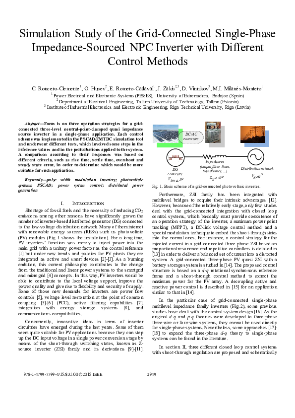 (PDF) Simulation Study of the Grid-Connected Single-Phase Impedance-Sourced NPC Inverter with ...