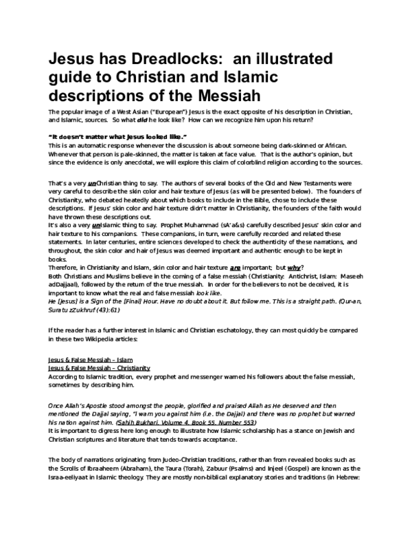 (DOC) Jesus with Dreadlocks: an illustrated guide to Christian and ...