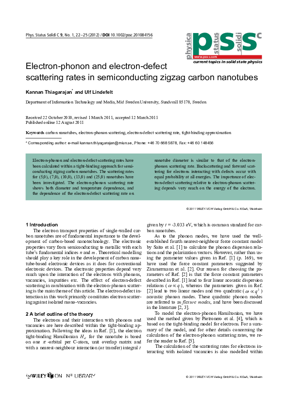 (PDF) Electron-phonon and electron-defect scattering rates in ...