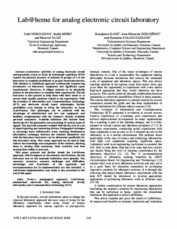 (PDF) Lab@home for analog electronic circuit laboratory