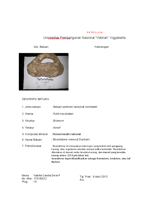 (DOC) Deskripsi Boundstone
