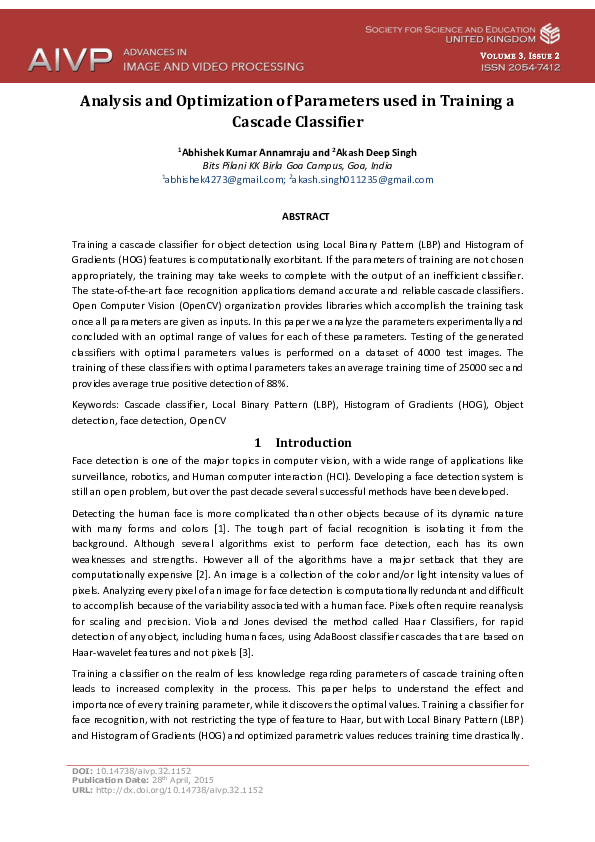 Pdf Analysis And Optimization Of Parameters Used In Training A