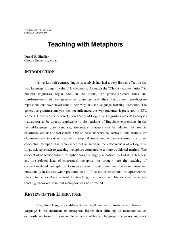 Teaching with Metaphors