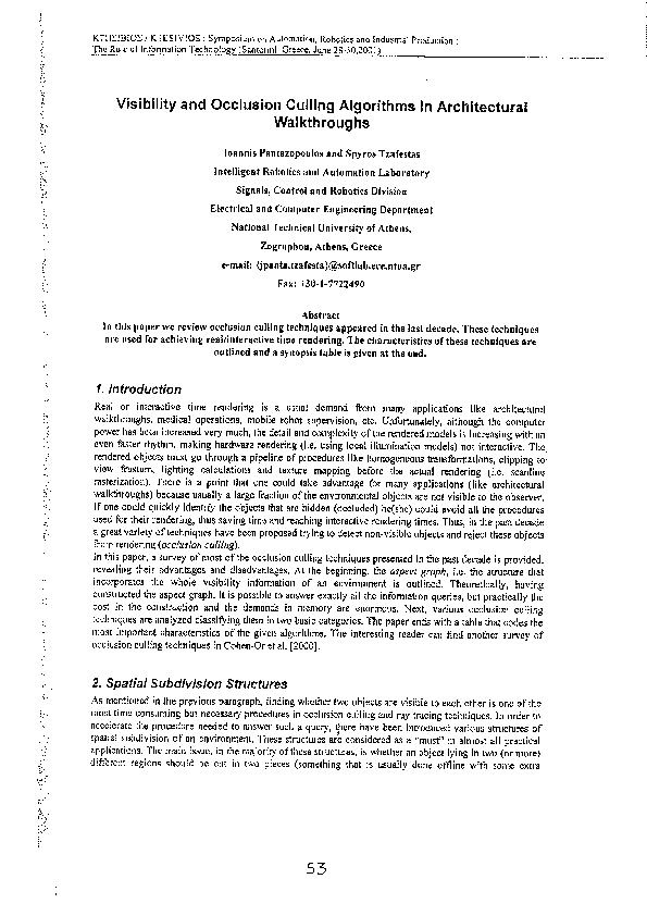 (PDF) Visibility and occlusion culling algorithms in architectural walkthroughs