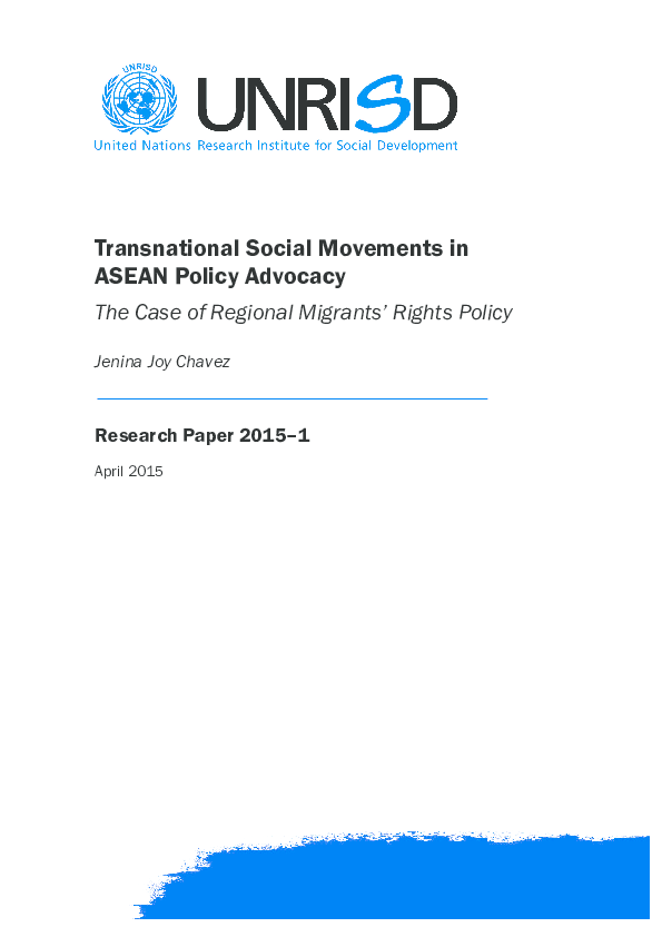 (PDF) Transnational Social Movements in ASEAN Policy Advocacy: The Case ...