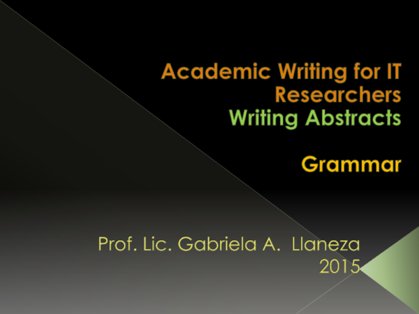 Academic Writing for COMPUTER SCIENCES