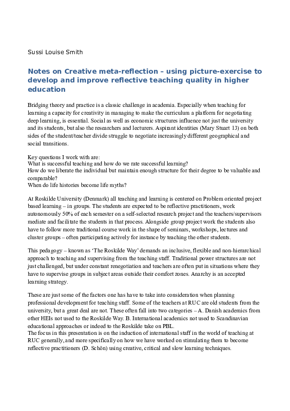 (DOC) Notes on Creative meta-reflection – using picture-exercise to ...