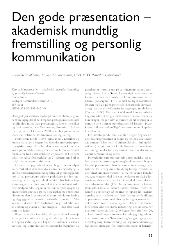 (PDF) Den gode præsentation – akademisk mundtlig fremstilling og ...