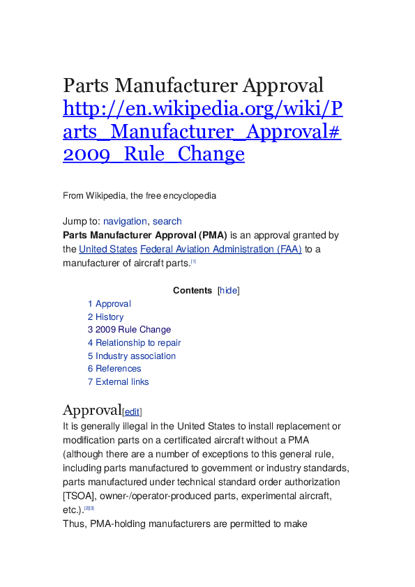 (DOC) Parts Manufacturer Approval