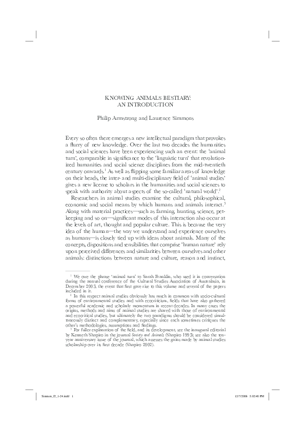 (PDF) Knowing Animals