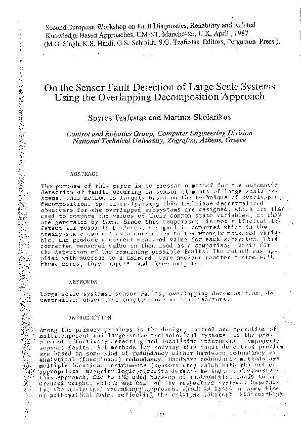 (PDF) On the sensor fault detection of large scale systems using the overlapping decomposition ...