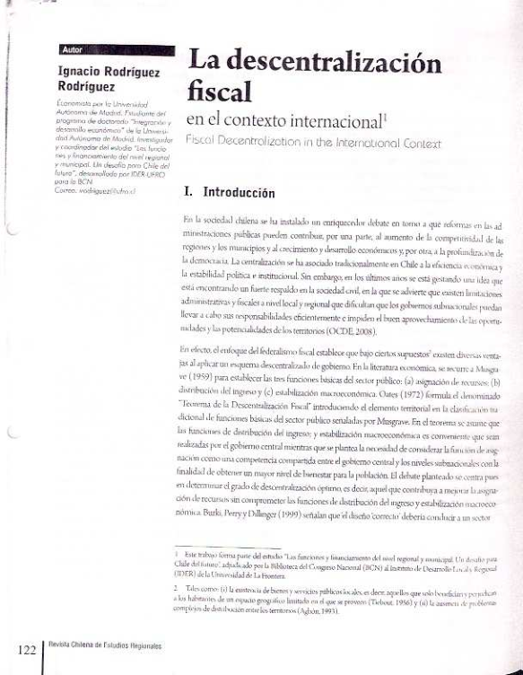 Pdf La Descentralización Fiscal En El Contexto Internacional