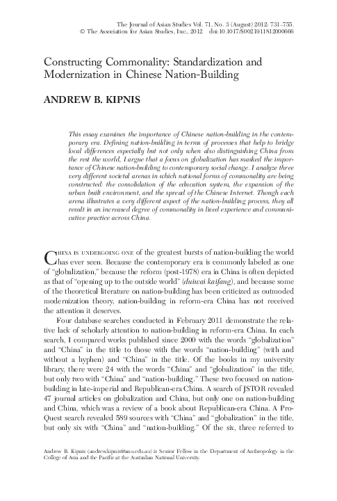 (PDF) Constructing Commonality: Standardization and Modernization in ...