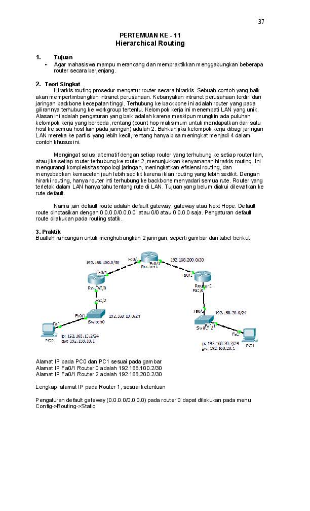 (PDF) modul praktik jaringan komputer (Hirarki Routing)