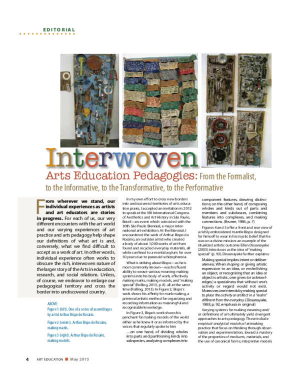 Interwoven Arts Education Pedagogies: From the Formalist, to the ...