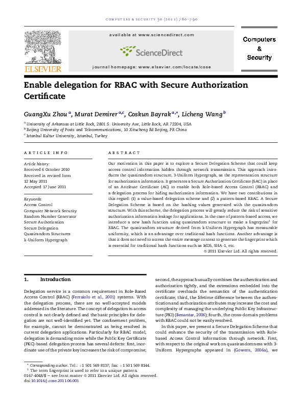 (PDF) Enable delegation for RBAC with Secure Authorization Certificate (PDF) Enable delegation for RBAC with Secure Authorization Certificate
