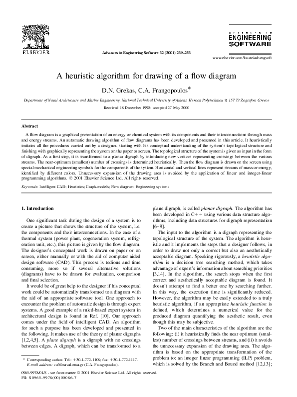 A Heuristic Algorithm For Drawing Of A Flow Diagram
