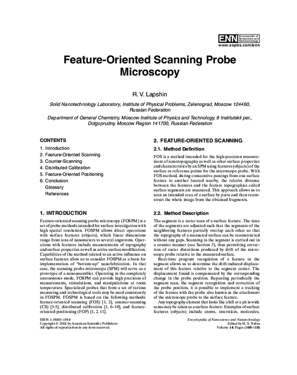 (PDF) Feature-oriented scanning probe microscopy
